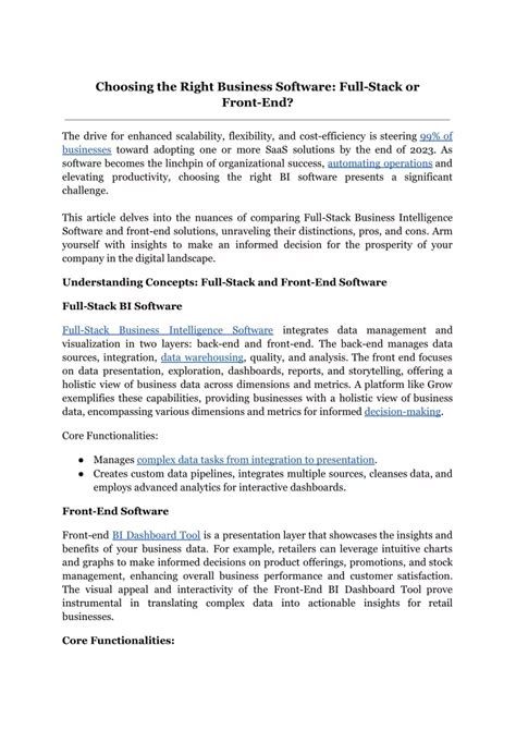 Ppt Choosing The Right Business Software Full Stack Or Front End Powerpoint Presentation Id