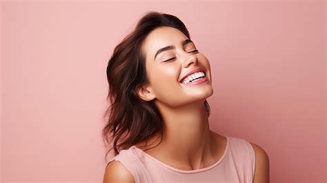 Premium Ai Image A Beautiful Girl Smiles Against The Backdrop Of A