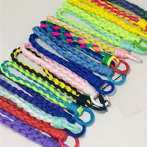 순수한 손으로 짠 형광 녹색과 파란색 끈 휴대 전화 케이스 분실 방지 클립 고정 카드 강력하고 내구 Temu Korea