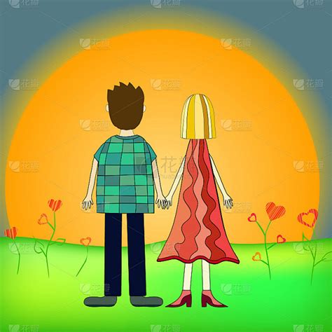 女孩和男孩背面视图插图