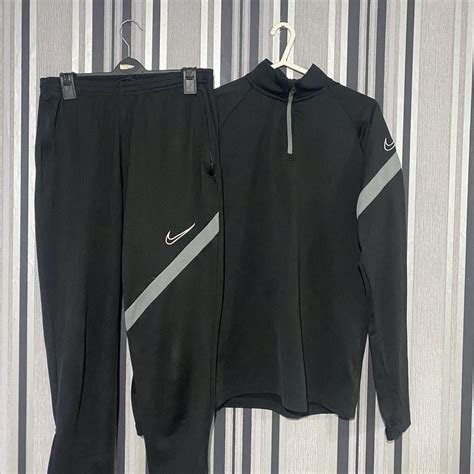 Nike Dri Fit Tracksuit Grey And Black Colour Way Depop