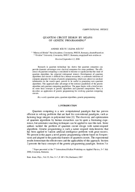 quantum circuit design by means of genetic programming