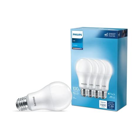 Philips 100 Watt A19 Frosted Daylight Led Light Bulbs Non Dimmable