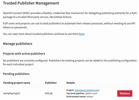creating a pypi project with a trusted publisher pypi docs