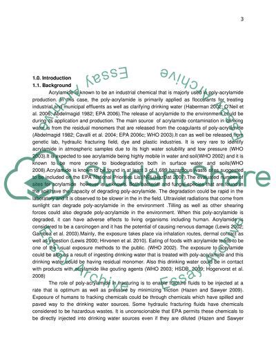 Tracking Acrylamide Source From Polyacrylamide Gel Research Proposal