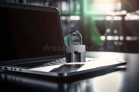 Cyber Safety Concept With Lock And Laptop Stock Illustration Illustration Of Background