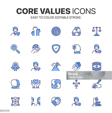 Core Values Icon Set Vision Icon Pack Easy To Color Business And Personal Core Values Symbol