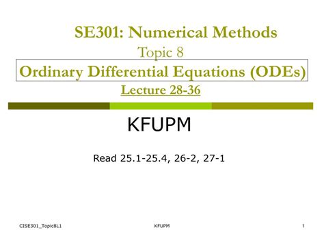 Ppt Se301 Numerical Methods Topic 8 Ordinary Differential Equations