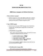 Understanding DBMS Query Languages And Attribute Data Query In Course Hero