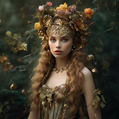 Premium Photo Mesmerizing Flora A Golden Elytra Crown Worn By The Garden Nymph