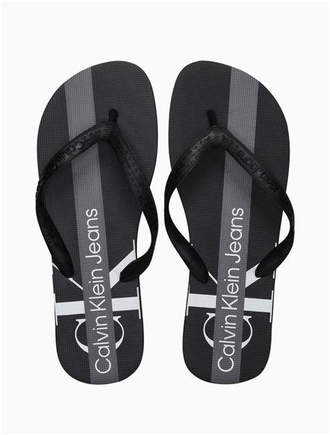 Chinelo Masculino Re Issue Stripe Calvin Klein Jeans Preto Preto