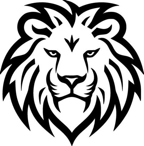 Черно белая векторная иллюстрация льва Премиум векторы