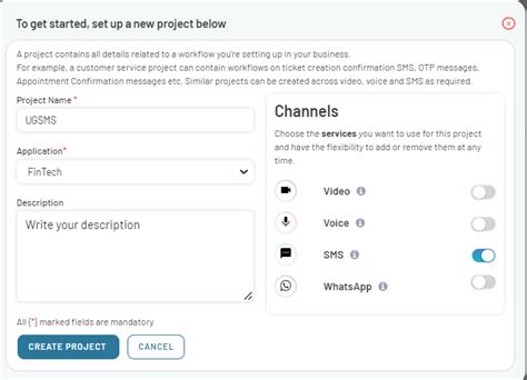 Create Sms Project Enablex