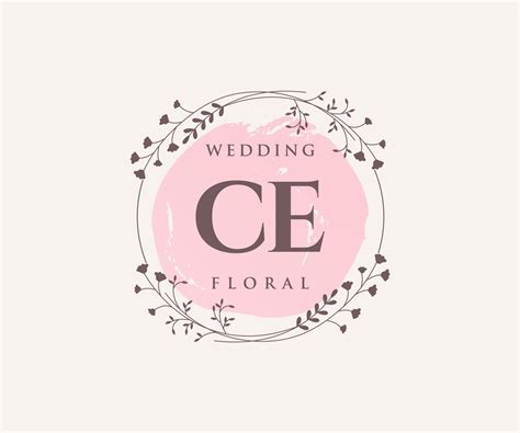 Ce Initials Letter Wedding Monogram Logos Template Hand Drawn Modern Minimalistic And Floral
