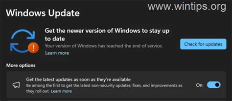 FIX Windows Has Reached The End Of Service But Not Updating WinTips Org