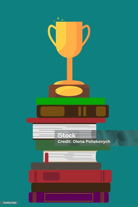 책 더미 위에 서 있는 스탠드에 있는 황금 잔 벡터 그림입니다 스톡 드로잉 1위에 대한 스톡 벡터 아트 및 기타 이미지 1위 Championship 가상현실 Istock