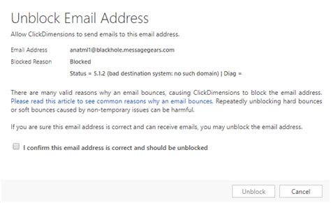 Unblock An Email Address Click S CRM