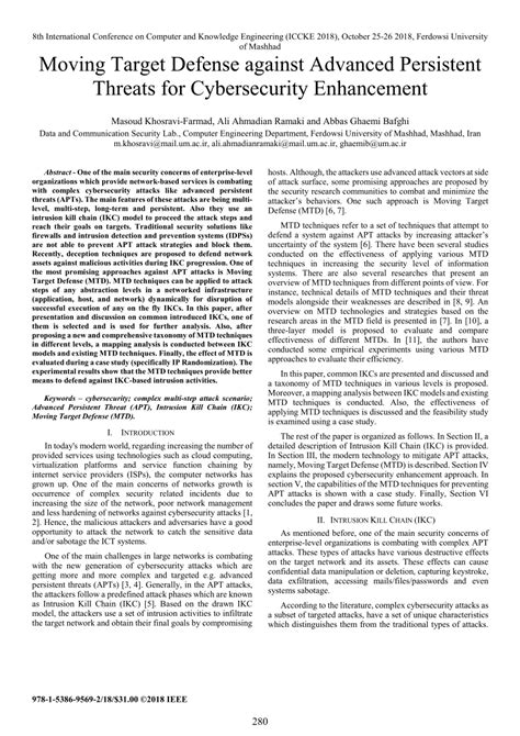 Pdf Moving Target Defense Against Advanced Persistent Threats For