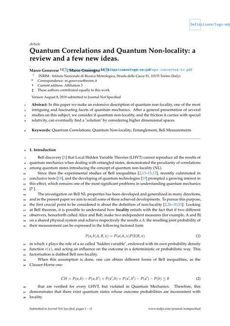 pdf quantum correlations and quantum non locality a review and a few