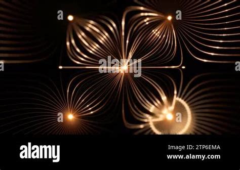 Bright Fluorescent Wires With Glowing Signals Moving Between Nodes