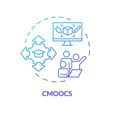 2d Gradient Icon Cmoocs Concept Simple Isolated Vector Mooc Blue Thin Line Illustration