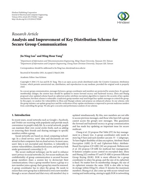 Pdf Analysis And Improvement Of Key Distribution Scheme For Secure