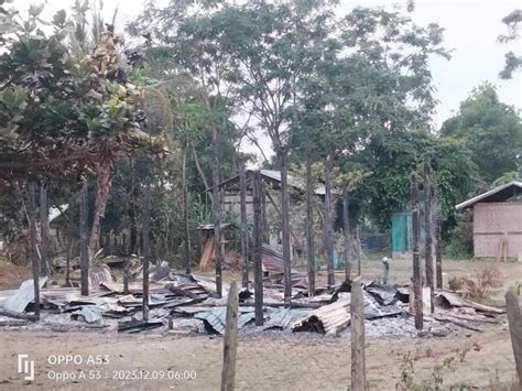 တမူးမြို့နယ်အထက်ပိုင်း တုံးကျော်ကျေးရွာကို စစ်ကောင်စီက မီးရှို့သဖြင့် ဘာသာရေး အဆောက်ဦးအပါဝင် အိမ