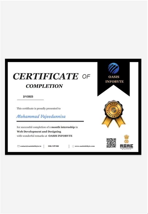 Vajeedunnisa Mohammad On Linkedin Oasisinfobyte Webdevelopment