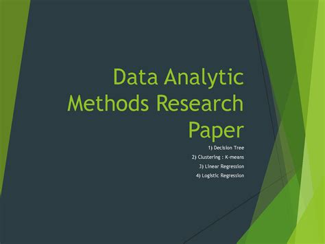 Solution Presentation For Data Analytic Methods Studypool