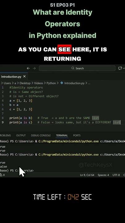 What Are Identity Operators In Python Explained S1 Ep03 P1 Python