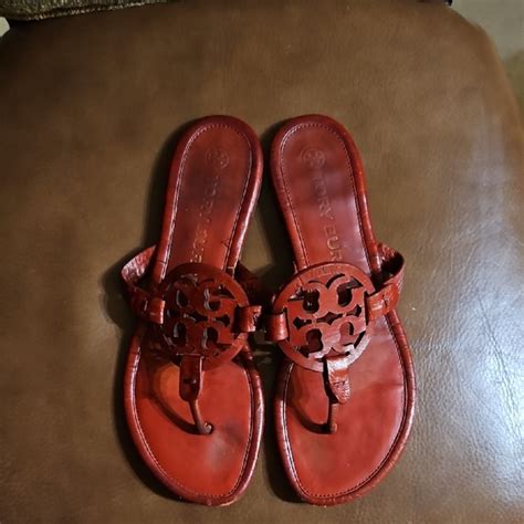 Tory Burch Shoes Tory Burch Miller Red Leather Slip On Thong Flip