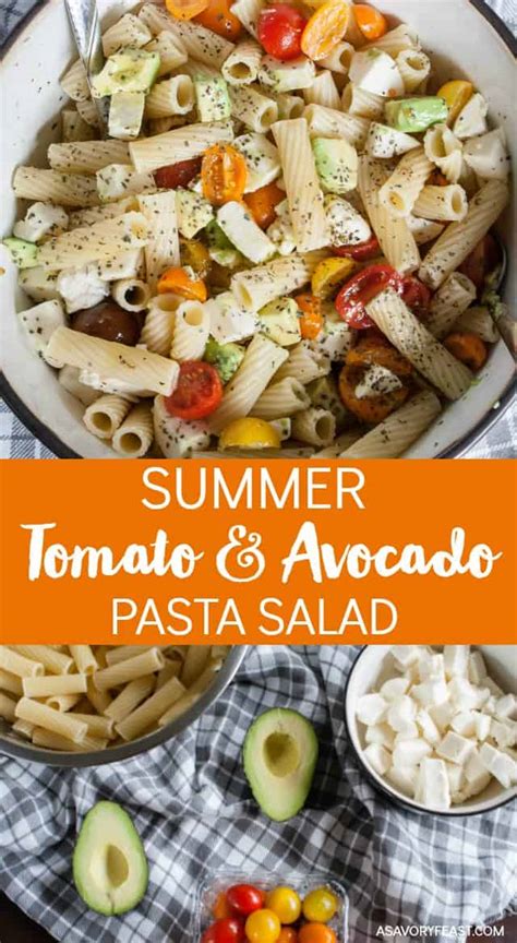Summer Tomato And Avocado Pasta Salad A Savory Feast