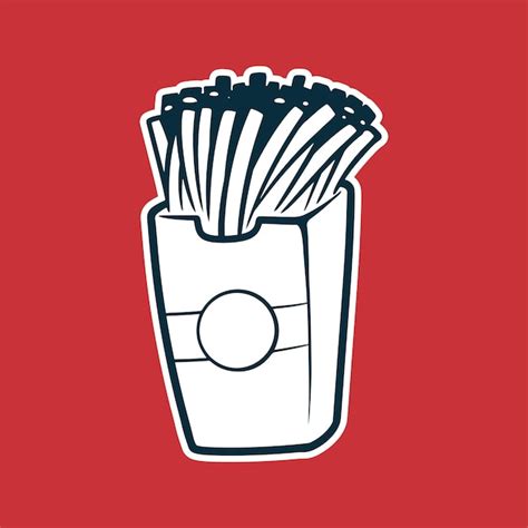 프렌치 프라이 드로잉 벡터 일러스트 레이 션 흑백 색상 간단한 낙서 손으로 그린 프리미엄 벡터