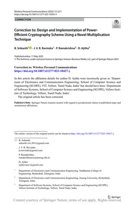 correction to design and implementation of power efficient