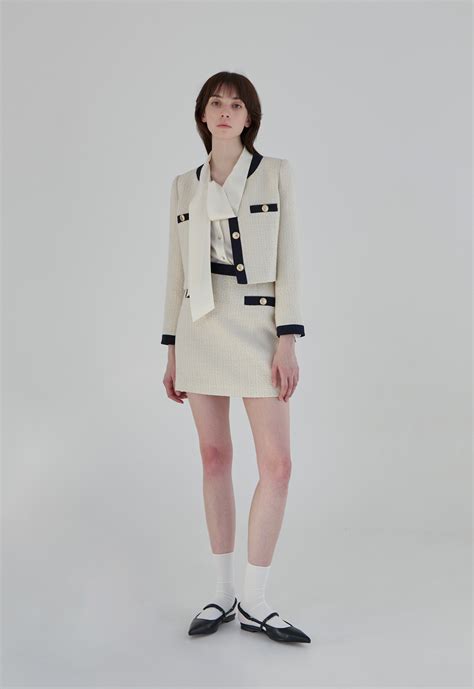 Jk 2807 제니 트위드 셋업 크롭 자켓