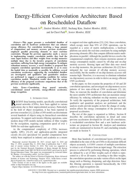 Energy Efficient Convolution Architecture Based On Rescheduled Dataflow Pdf Computer