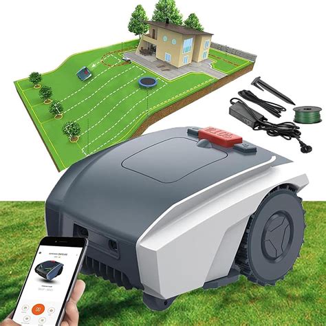 Robotic Lawnmower Perimeter Wire Free For 025 Acre Lawn 80 Slope App Control With Virtual