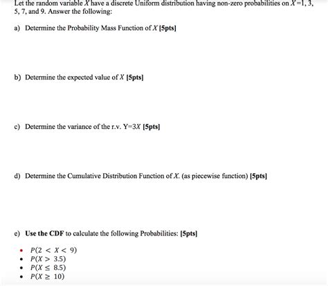 solved let the random variable x have a discrete uniform