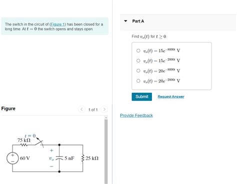 Solved The Switch In The Circuit Of Figure 1 Has Been Chegg Com