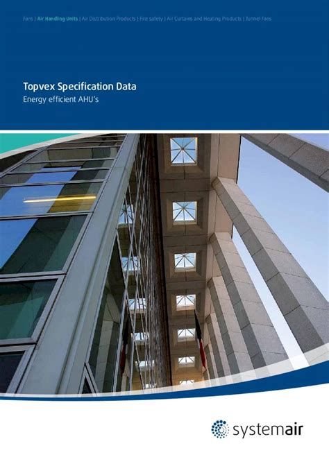 PDF Air Handling Units Systemair TOPVEX FR Data Sheet Units Delivered Separate And To Be