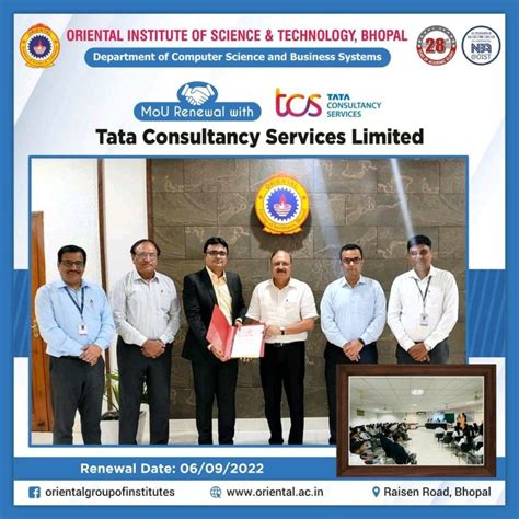 Dr Rajesh K Shukla On Linkedin Mou Tcs Oist Tataconsultancyservices