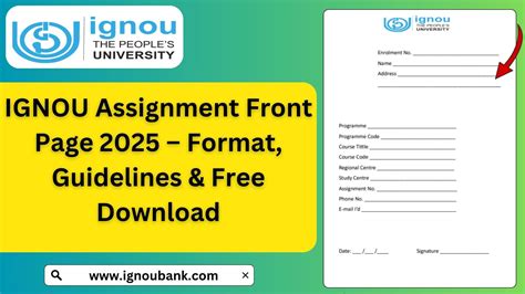 IGNOU Assignment Front Page Format Guidelines Free Download