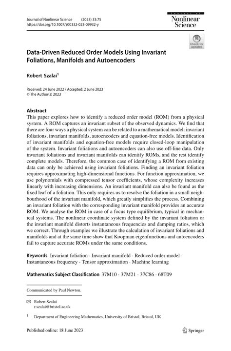 PDF Data Driven Reduced Order Models Using Invariant Foliations