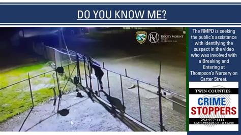 Rmpd Seeks Publics Assistance To Identify Bande Suspect By Rocky Mount