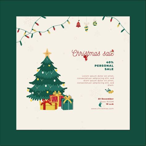 크리스마스 판매 전단지 광장 무료 벡터
