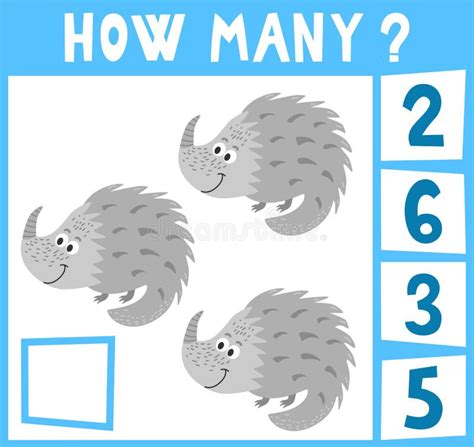 Count How Many Dinosaurs Mini Math Game How Many For Preschoolers And Kindergarten Stock Vector