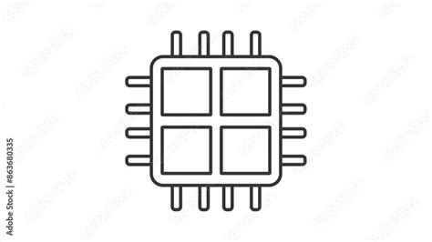 Quad Core Processor Line Animation Cpu Circuit Animated Icon Scaling Square Moving