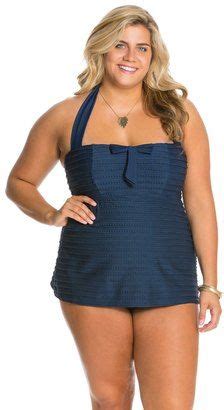 Jessica Simpson Plus Size Seashells Front Shirred Bandeau Swimdress