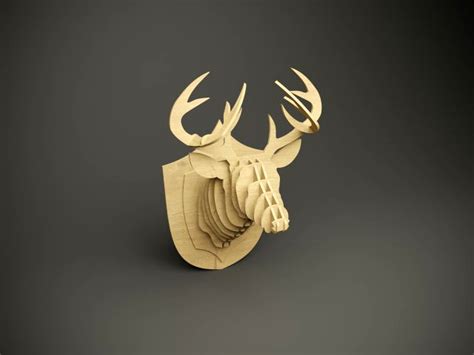 Wood Parametric Wall Deer Model For Cnc Machine 3d