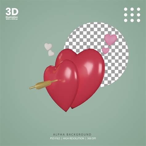 Premium Psd 3d Render Love Arrow T Illustration